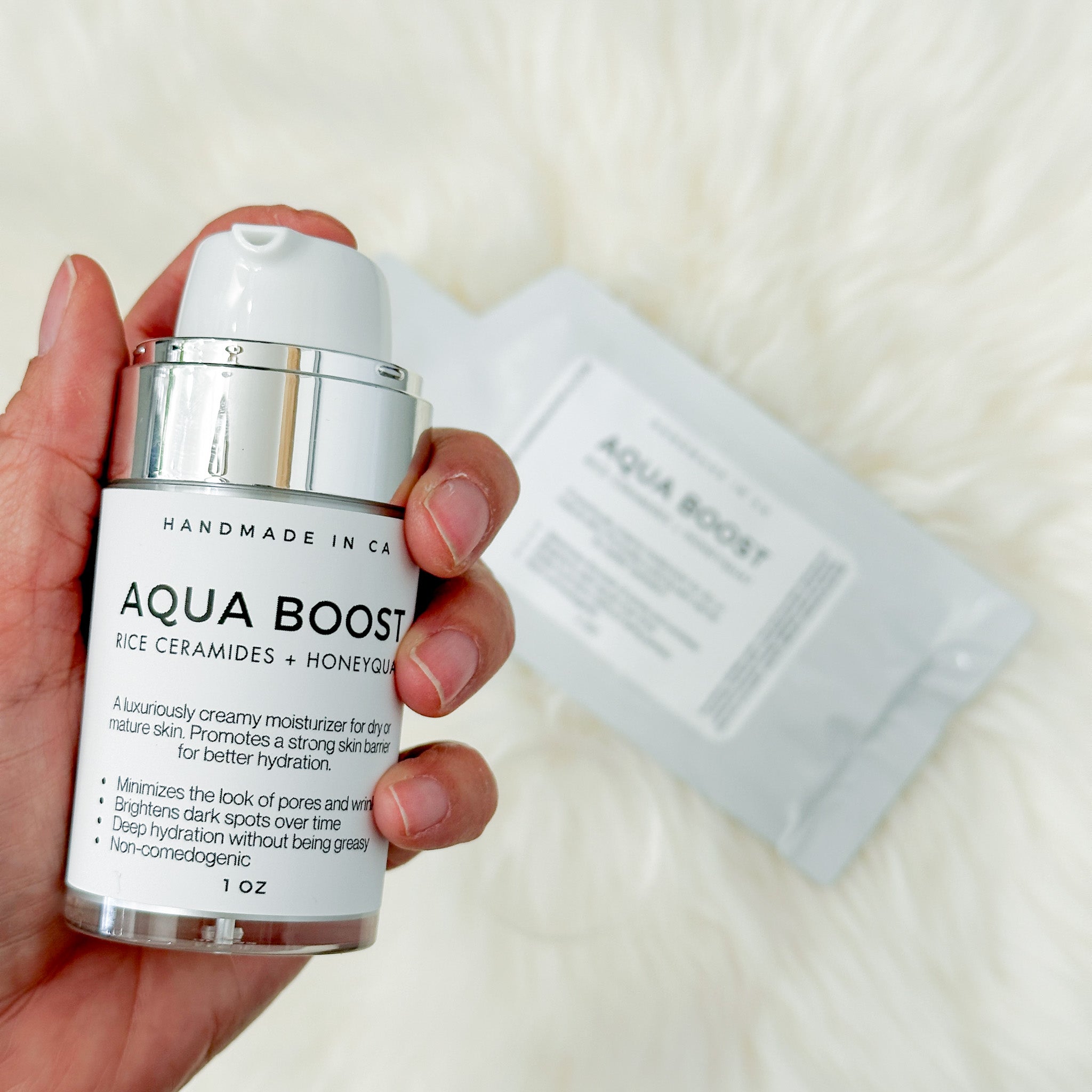 Aqua Boost Moisturizer with Rice Ceramides + Honeyquat – Handmade in CA